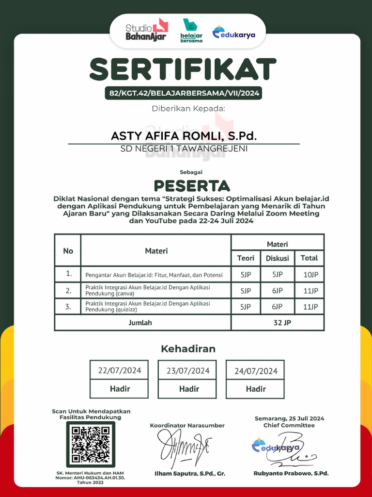 Sertifikat ASTY PMM (22-24 Juli 2024) | PDF
