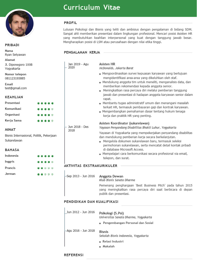 CV Ryan Setyawan: Asisten HR Berpengalaman | PDF