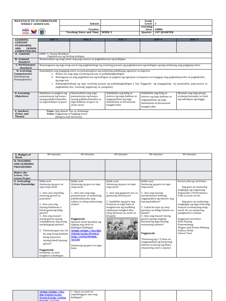 LE - GMRC 1 - Q1 - Week 2 Finalized | PDF