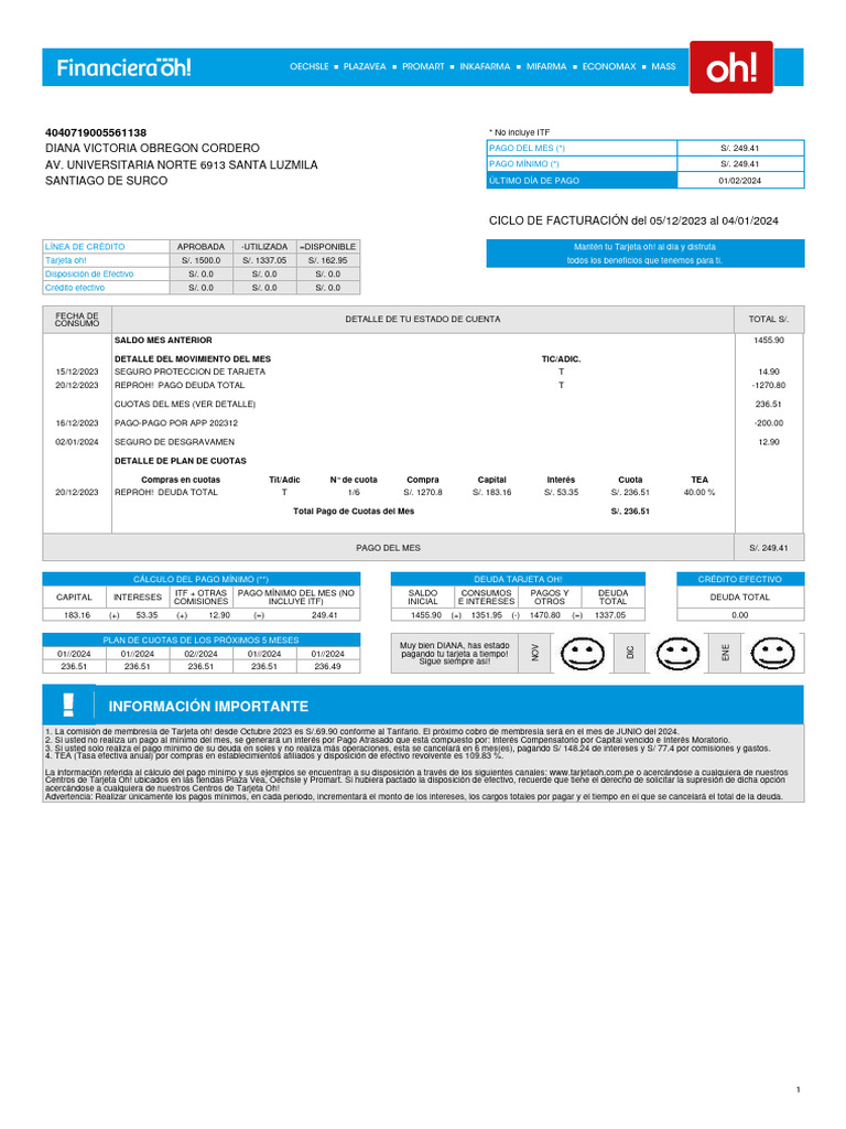 Reporte EECC1449610518324160229 | PDF | Crédito | Finanzas y dinero