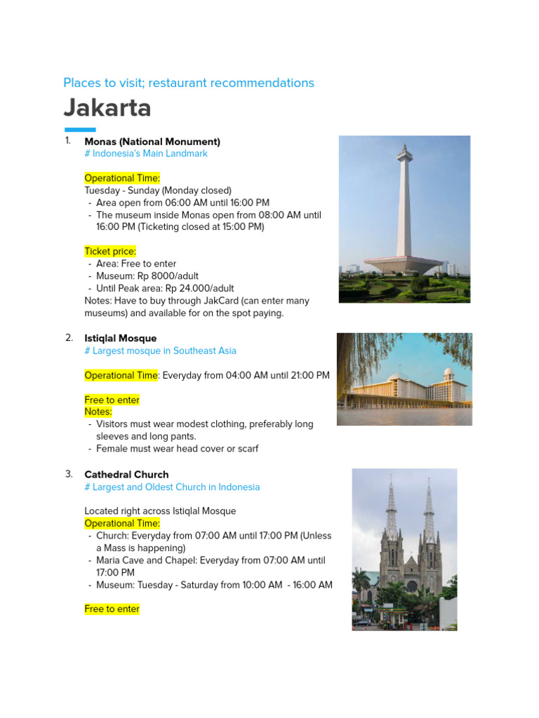 Jakarta Tour Guide | PDF | Jakarta