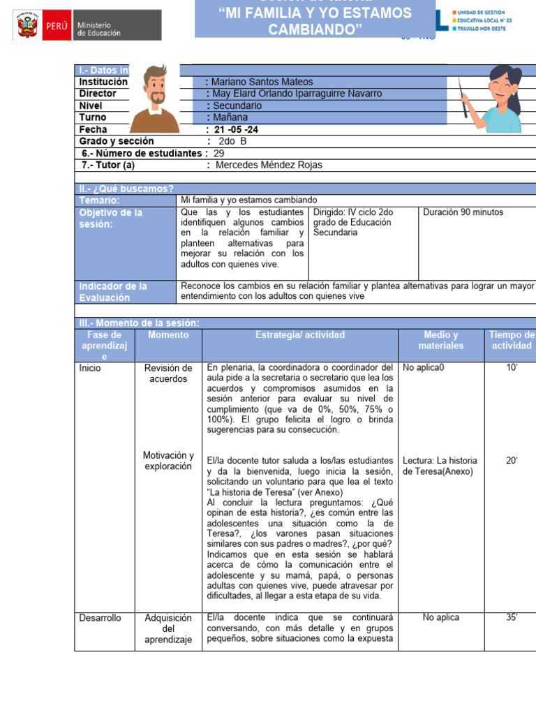 Sesión 04 - Mi Familia y Yo Estamos Cambiando 21 - 05 - 24 | PDF ...