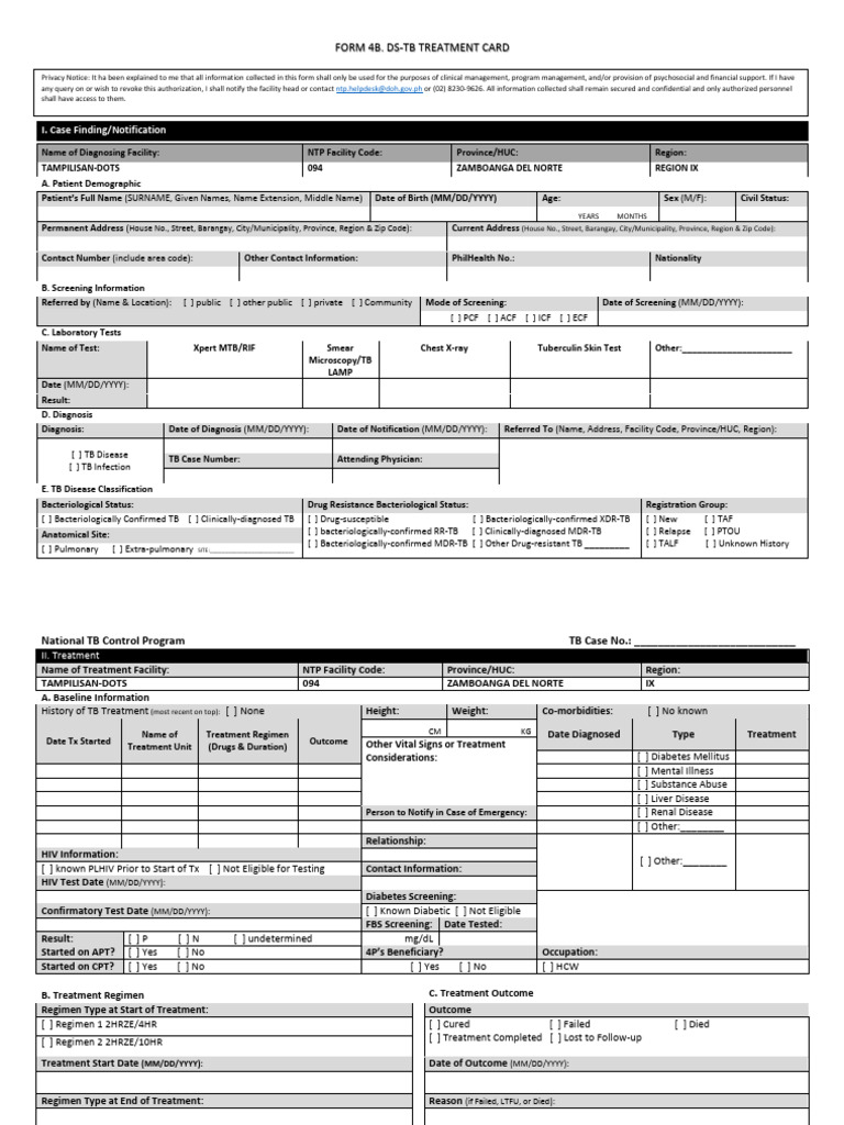 NTP Form 4 | PDF | Tuberculosis | Causes Of Death
