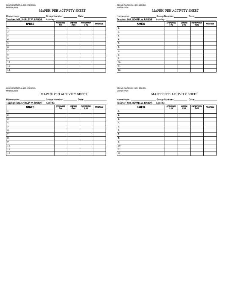 Mapeh Peh Activity Sheet | PDF | Schools