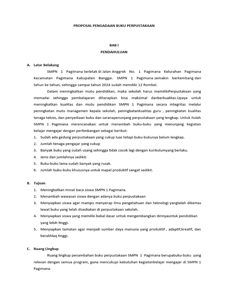 Proposal Pengadaan Buku Perpustakaan Hayati Lamaga Kepsek | PDF | Ilmu ...
