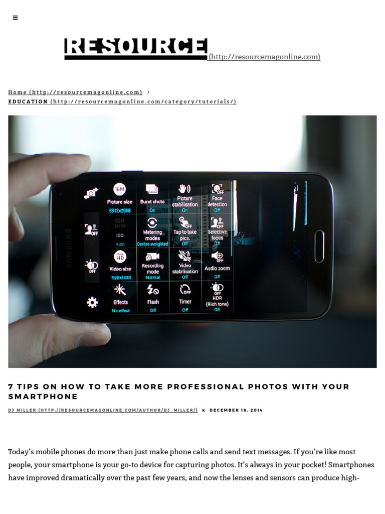 7 Tips on How To Take More Professional Photos With Your Smartphone – Resource | PDF ...