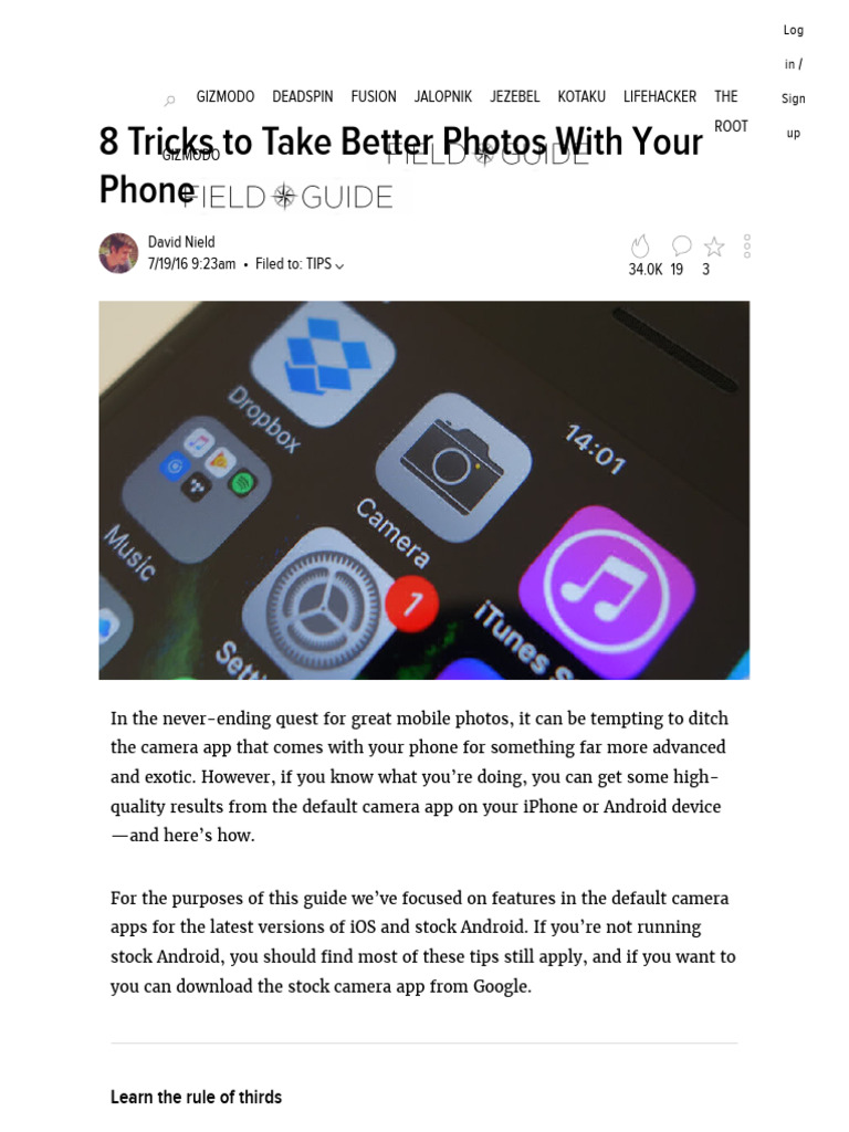 8 Tricks To Take Better Photos With Your Phone | PDF | Ios | Android ...