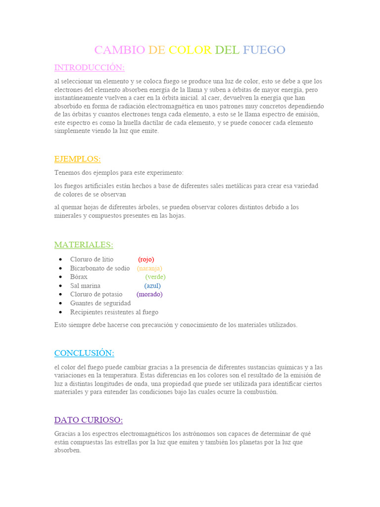Cambio de Color Del Fuego | PDF
