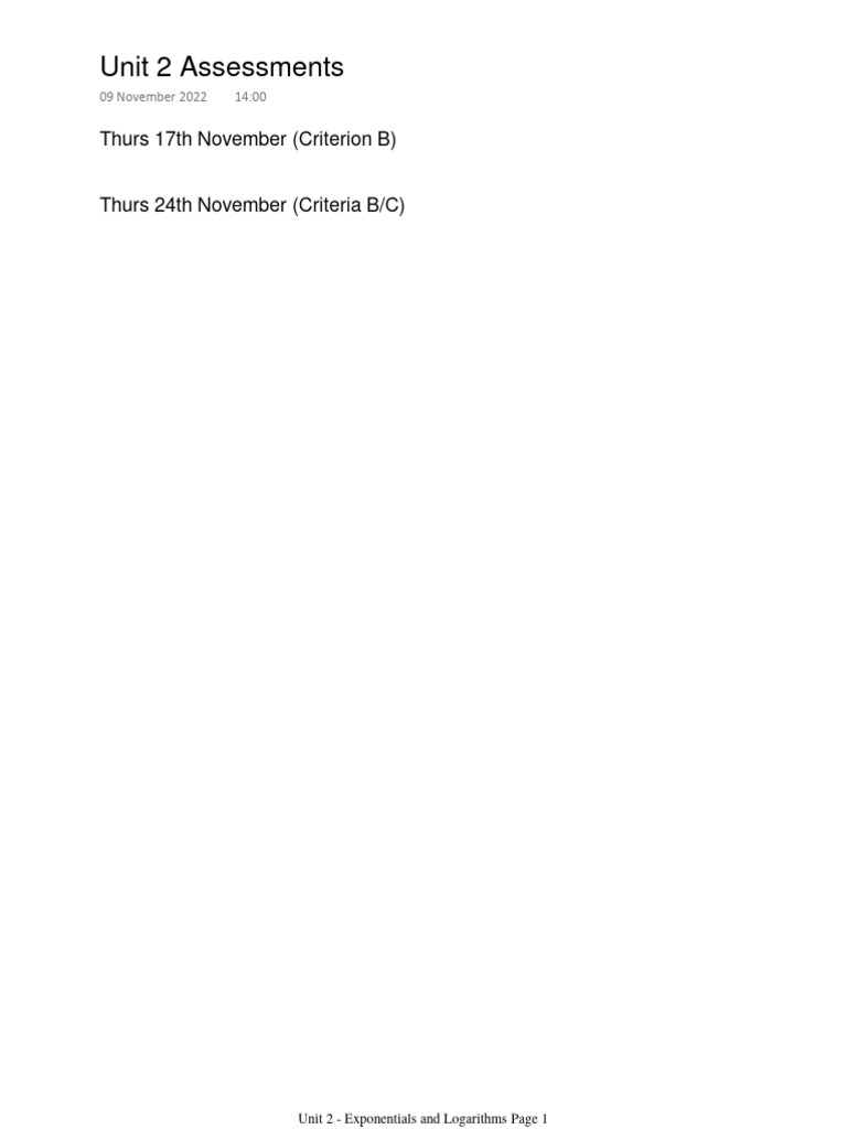 G9 Exponentials and Logarithms Unit 2 | PDF