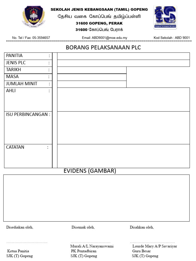 Template PLC Sekolah | PDF