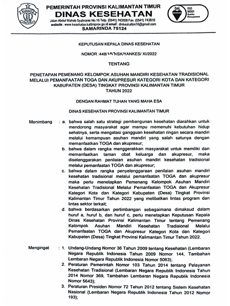 SK Pemenang TOGA | PDF