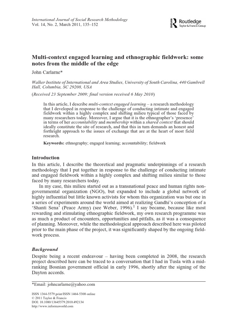 Engaged Ethnography | PDF | Ethnography | Field Research