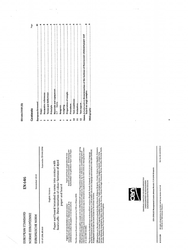 EN 646 - Papar Board - Colour Fastness | PDF