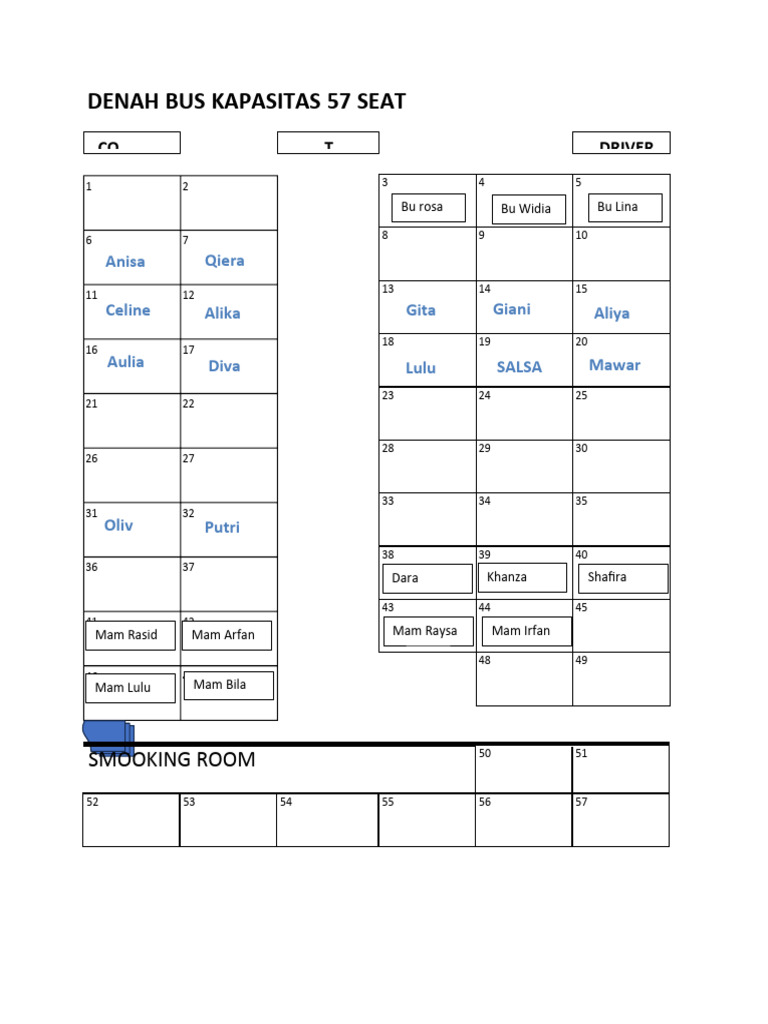 Denah Bus 57 Seat | PDF