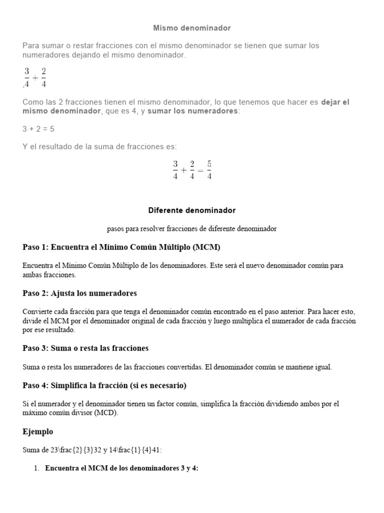 Mismo Denominador | PDF