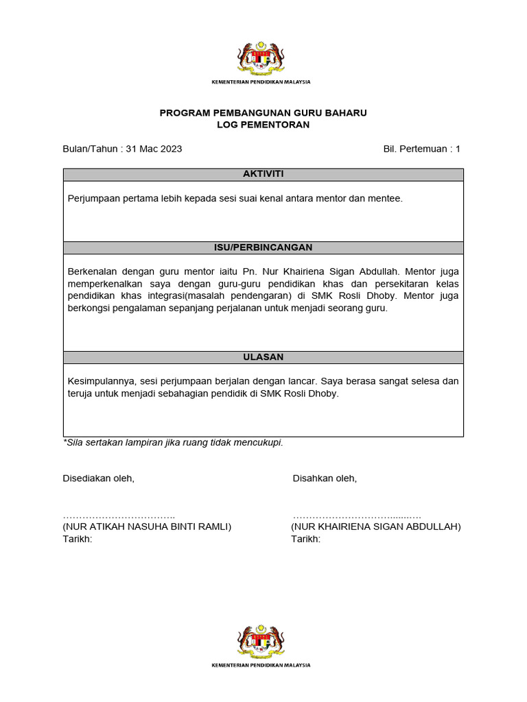 Log Permentoran PPGB V2 | PDF