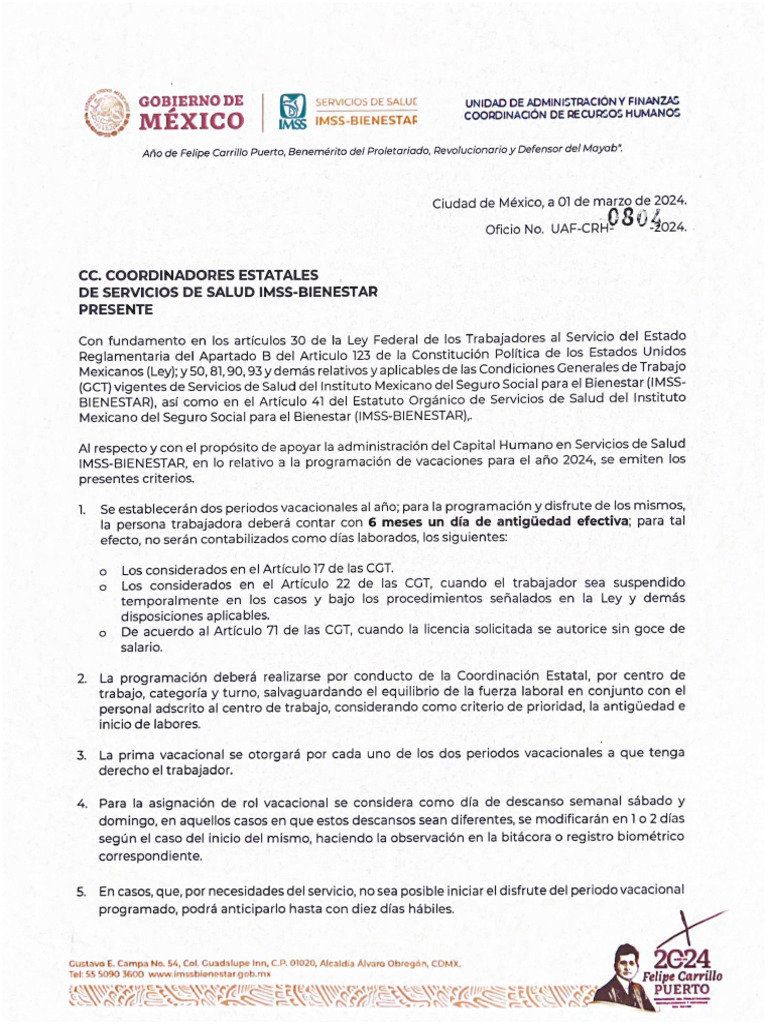 Oficio Uaf CRH 804 2024 | PDF