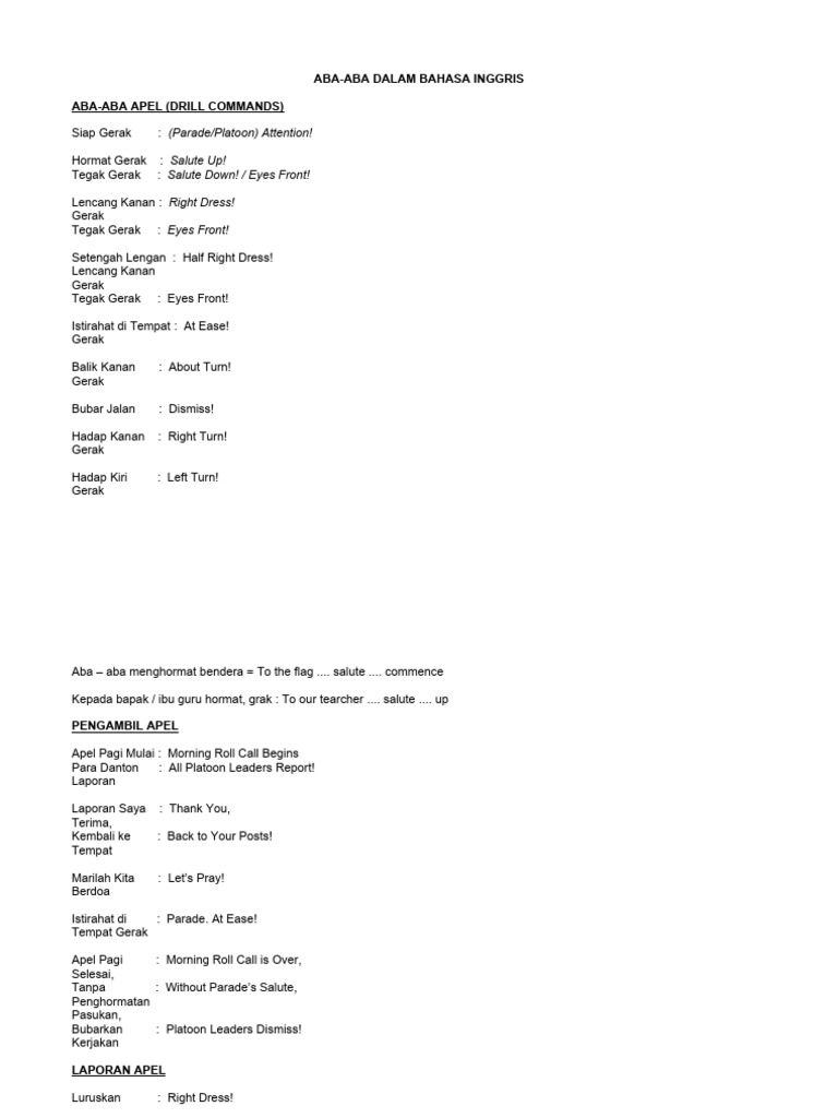 English Military Drill Commands | PDF | Military Organization ...