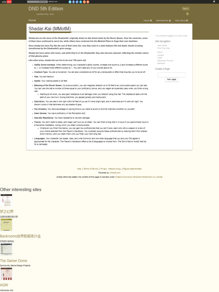 Shadar Kai | PDF | Elf (Dungeons & Dragons) | D20 System