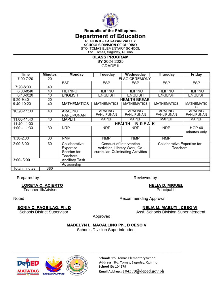 GRADE-2-CLASS-PROGRAM | PDF | Government | Philippines