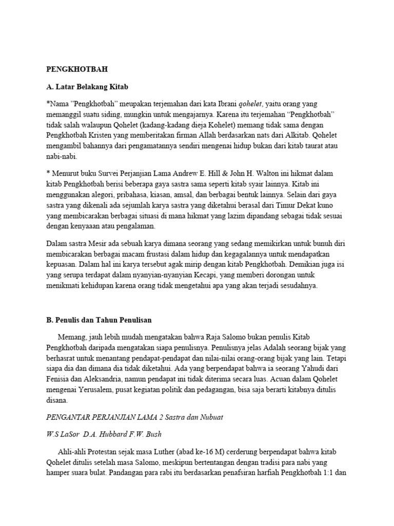 Analisis Kitab Pengkhotbah dalam Alkitab | PDF | Agama & Spiritualitas