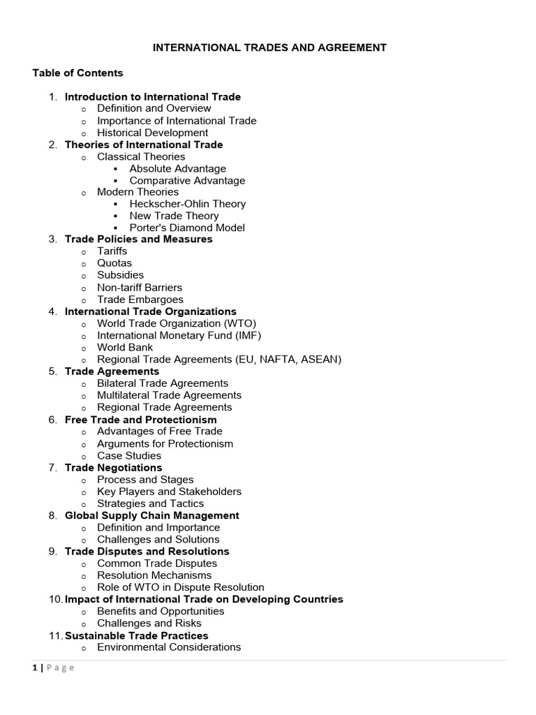 International Trade and Agreements Overview | PDF | Non Tariff Barriers ...