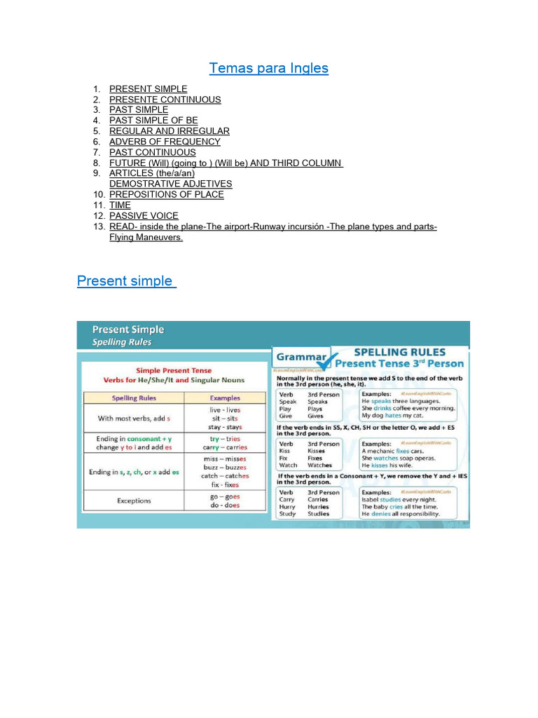 Pequeños Resumen de Ingles. | PDF