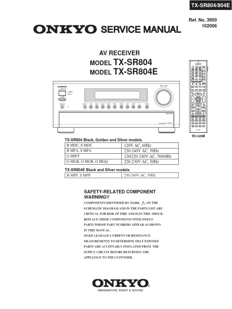 Onkyo TXSR-804 | PDF | Fuse (Electrical) | Electrical Engineering