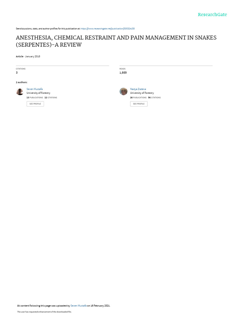 Anesthesia Chemical Restraint and Pain Management | PDF | Anesthesia ...