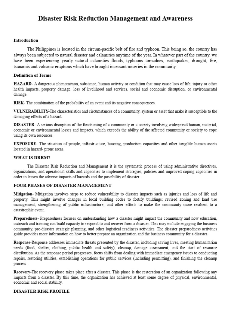 DRRM & How To Survive in A Disaster | PDF | Natural Disasters ...