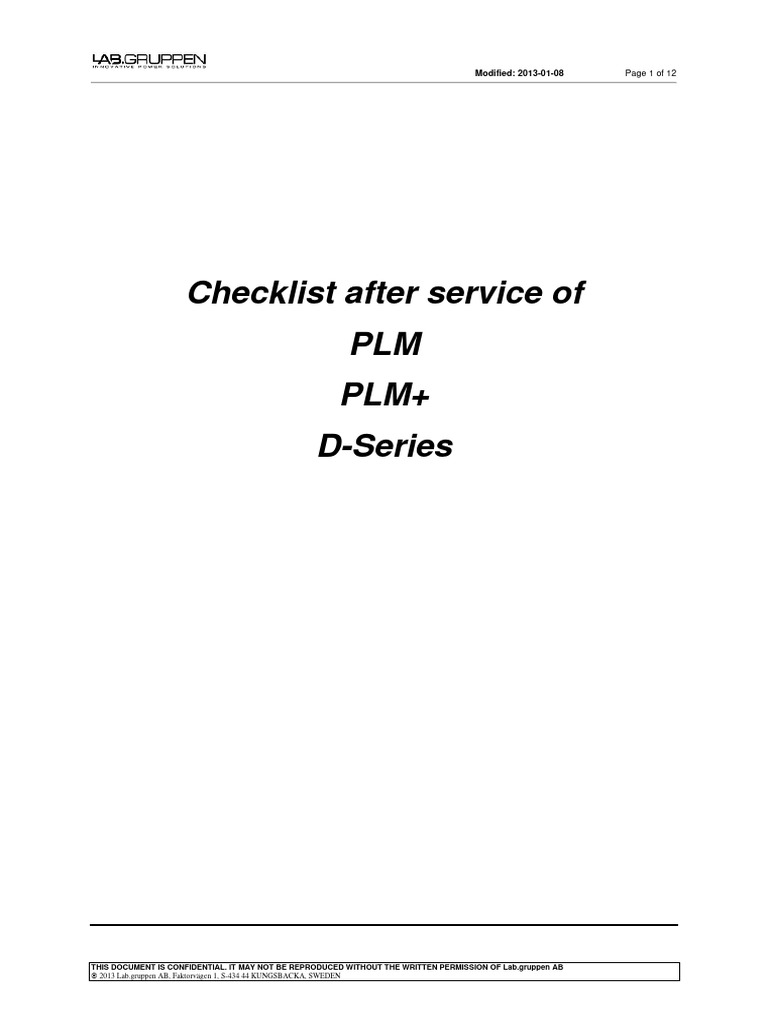 Check List After Service PLM-Dseries | PDF | Power Supply | Amplifier