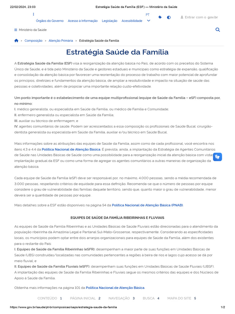 Estratégia Saúde Da Família (ESF) - Ministério Da Saúde | PDF ...