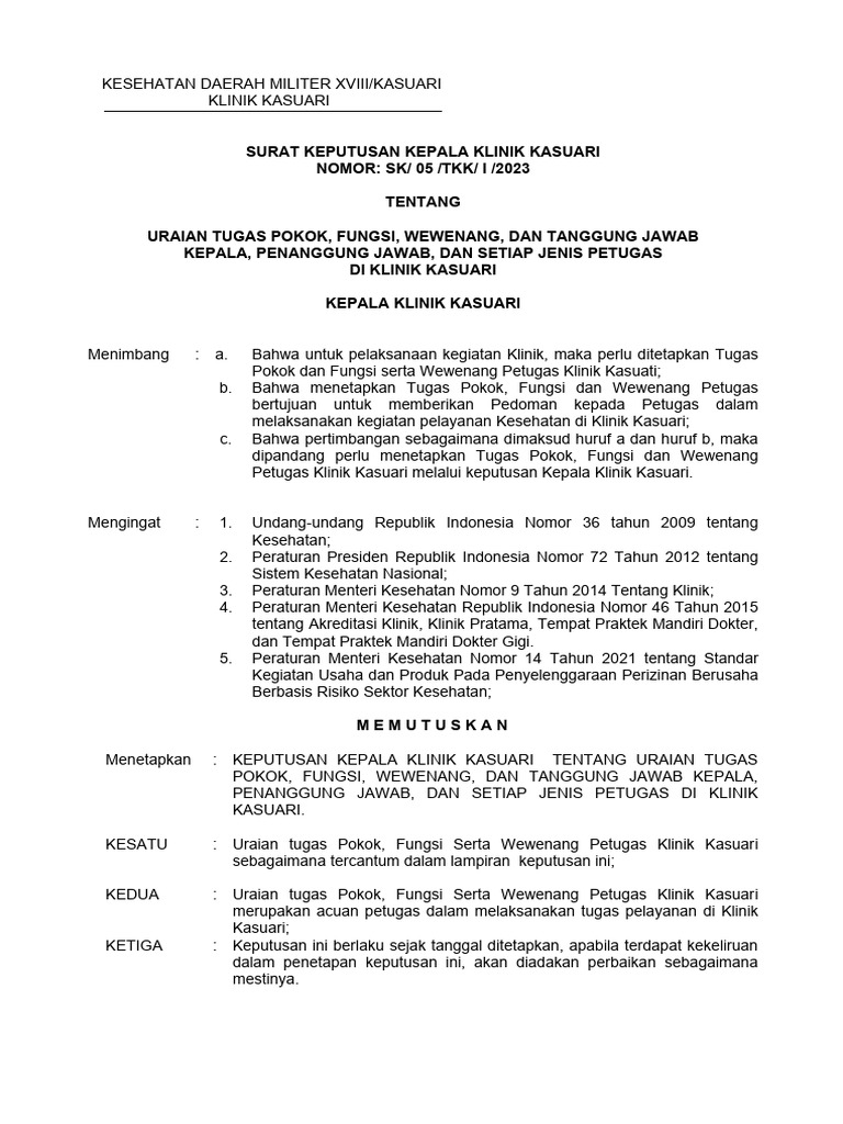 SK Uraian Tugas Kepala, PJ, Petugas | PDF | Sains & Matematika