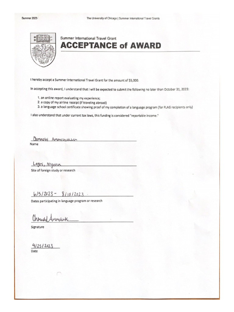 ACCEPTANCE of AWARD | PDF