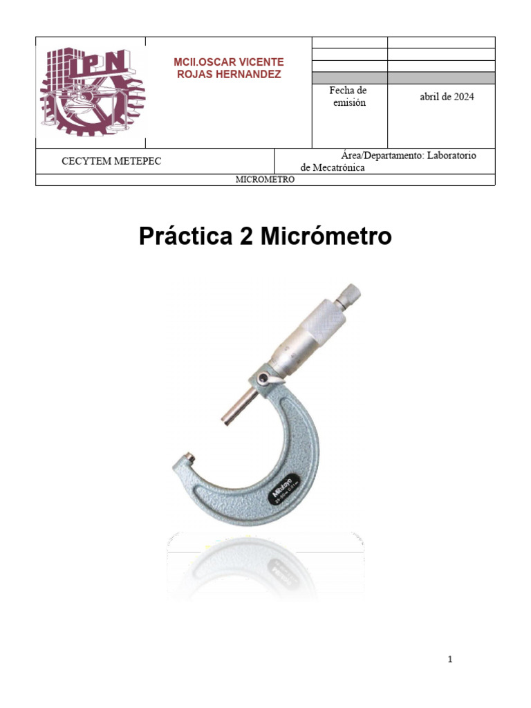 Practica de Micrometro | PDF | Longitud