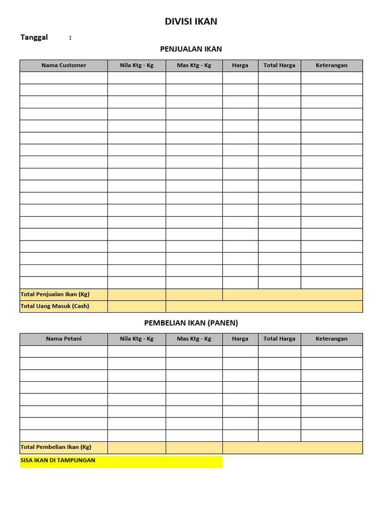 2023 - Form Kosong Harian | PDF