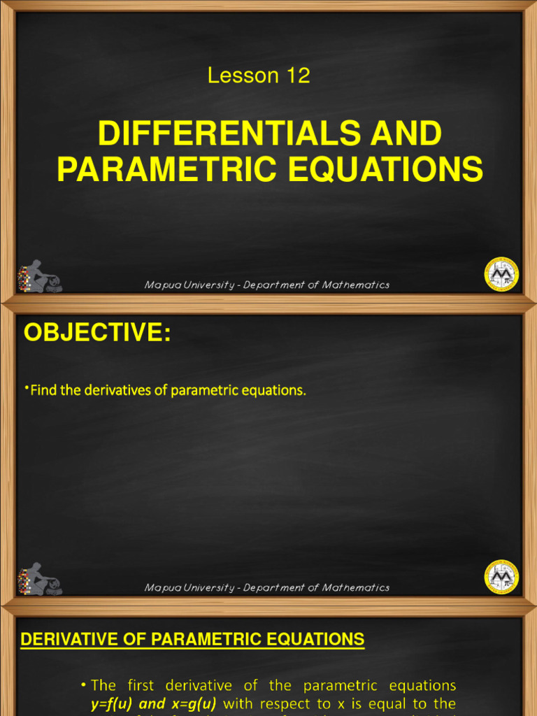 Lesson 12 Derivatives Of Parametric Equations Pdf