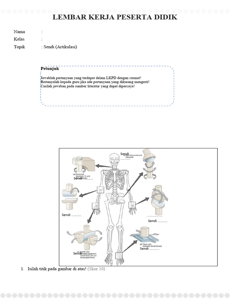 LKPD Gerak (Sendi) | PDF | Seni & Disiplin Bahasa | Sains & Matematika
