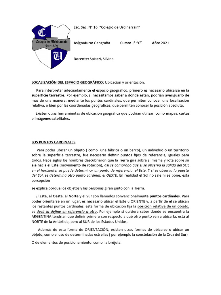 GEOGRAF. T1 Localizacion Del Espacio Geograf | PDF | Espacio | Navegación