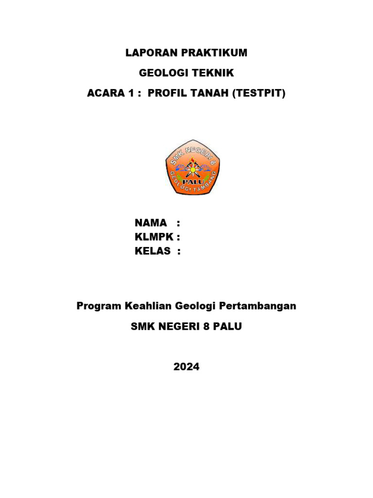 Format Laporan Praktikum Acara 1 Profil Tanah Test Pit Pdf