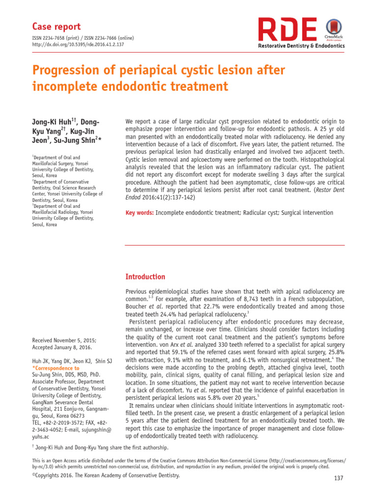 Progression of Periapical Cystic Lesion After | PDF | Dentistry ...