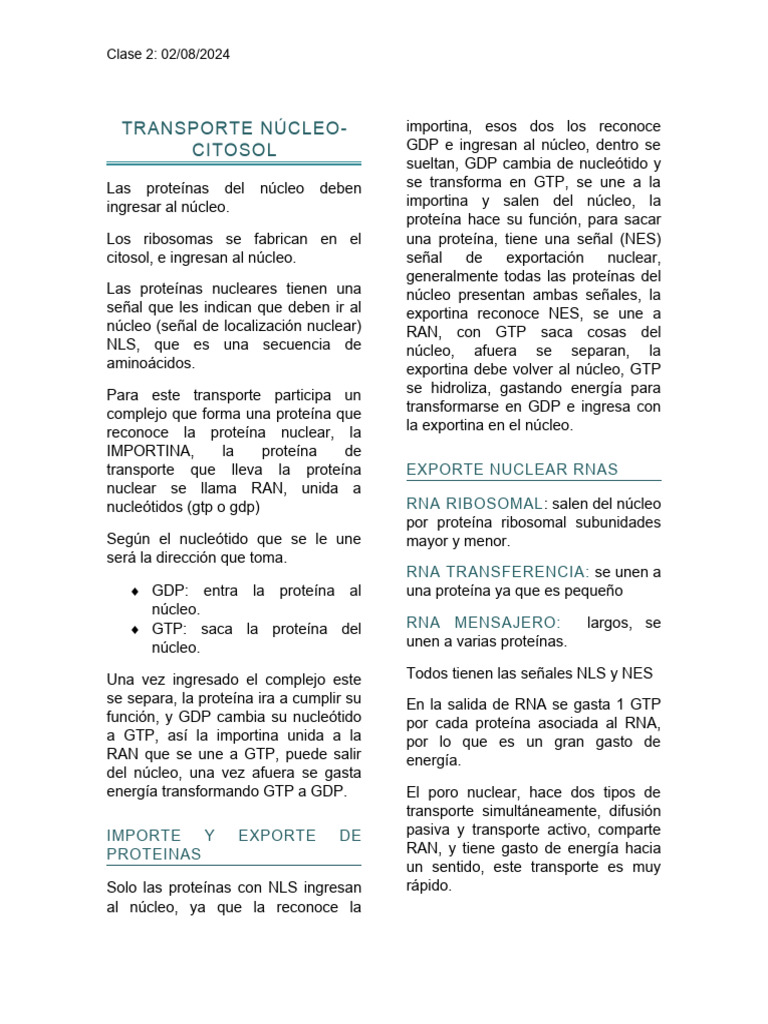 Transporte Nuclear y Cromatina | PDF | Nucleo celular | Cromatina