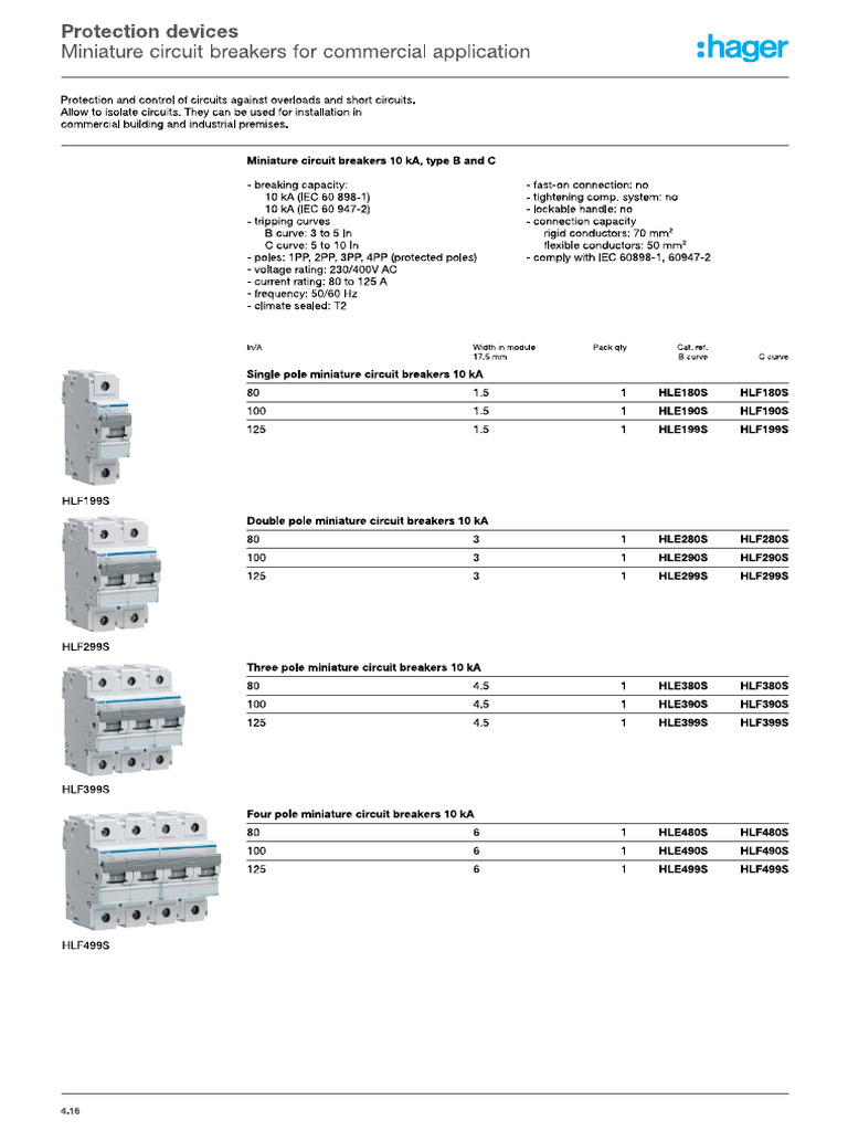 MCB Hager Catalogue | PDF
