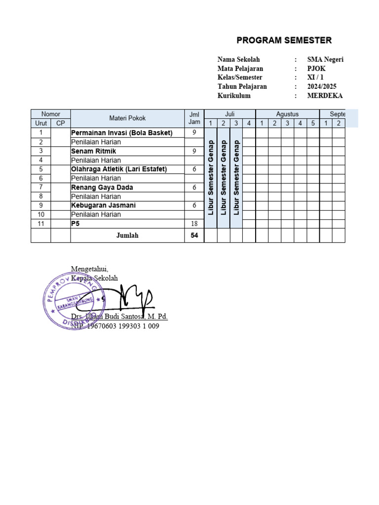 Acp Pjok Kelas Xi Fase F 2024 | PDF