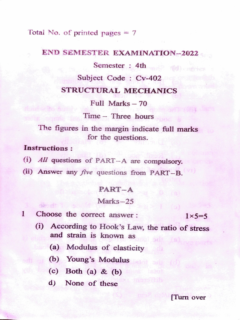 Structure Mechanics Polytechnic Assam Question Paper 2020 | PDF ...