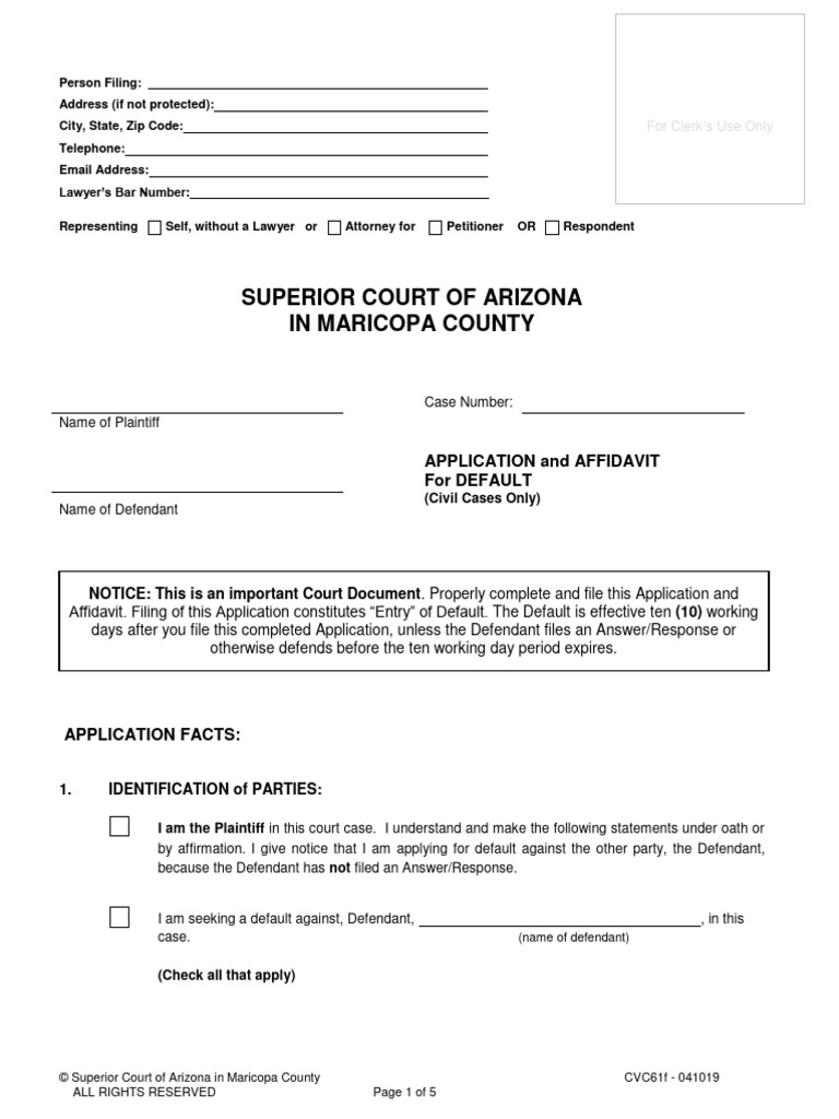 Application for Default in Civil Cases | PDF | Service Of Process ...
