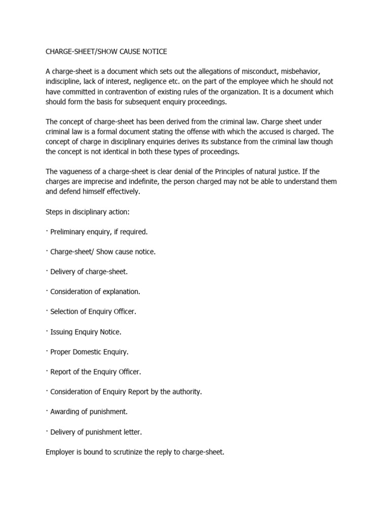 Charge Sheet Show Cause Notice | PDF | Witness | Criminal Law
