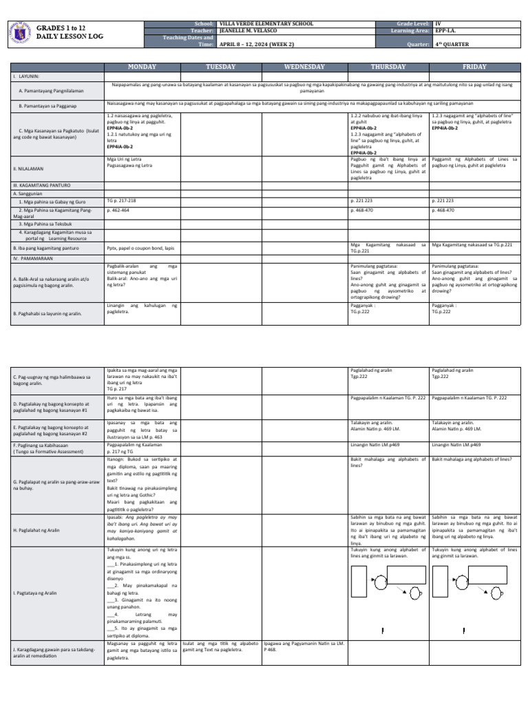 DLL - Epp 4 - Q4 - W2 | PDF