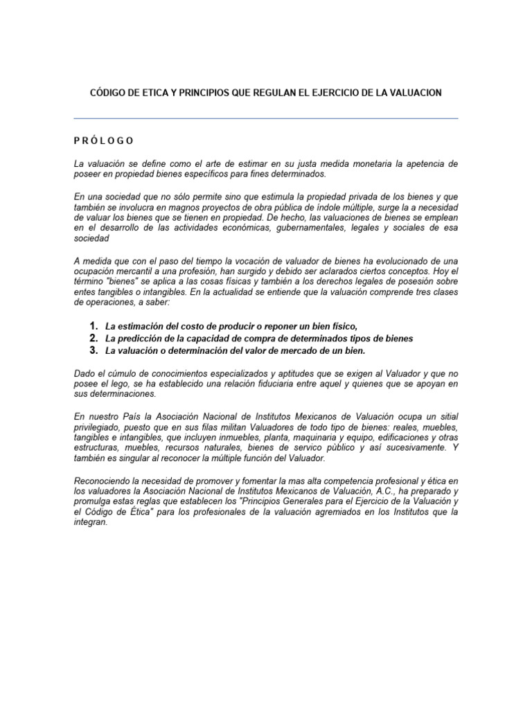 2 Código de Ética IMV | PDF | Valoración (Finanzas) | Bienes