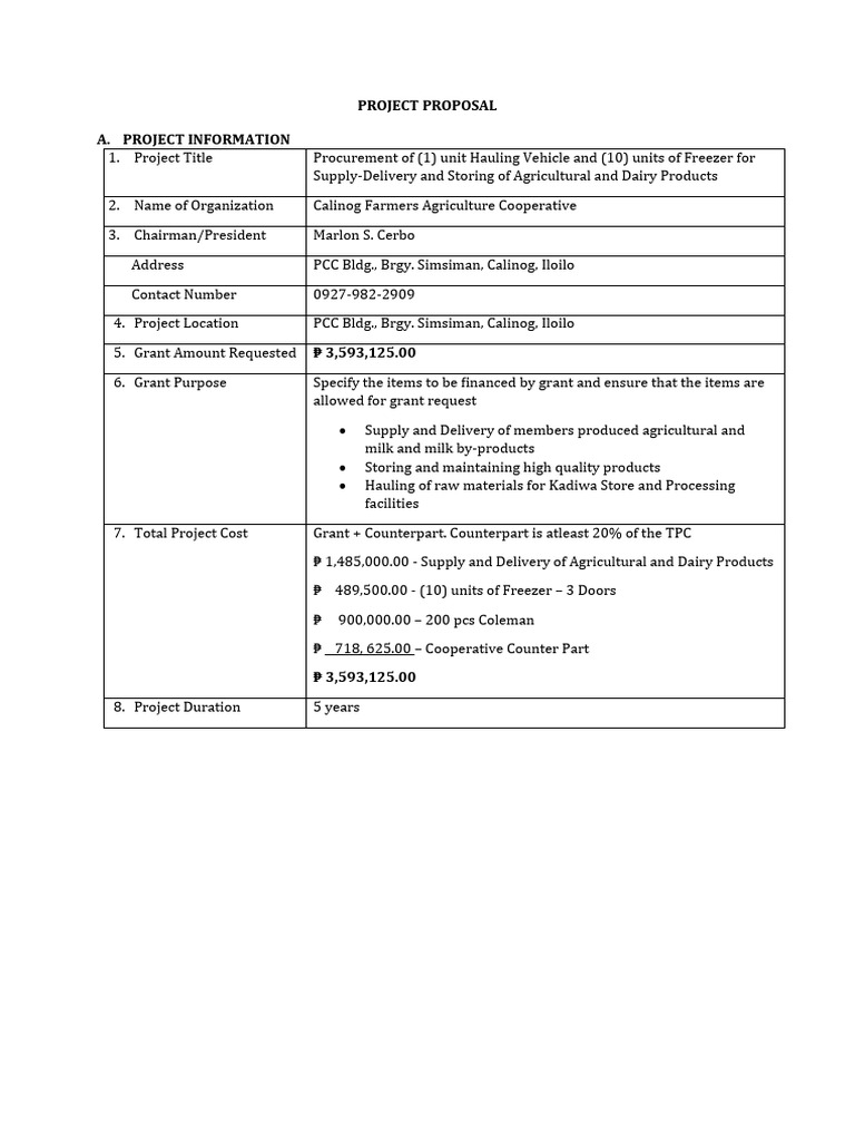 Project Proposal Cooperative | PDF | Milk | Dairy